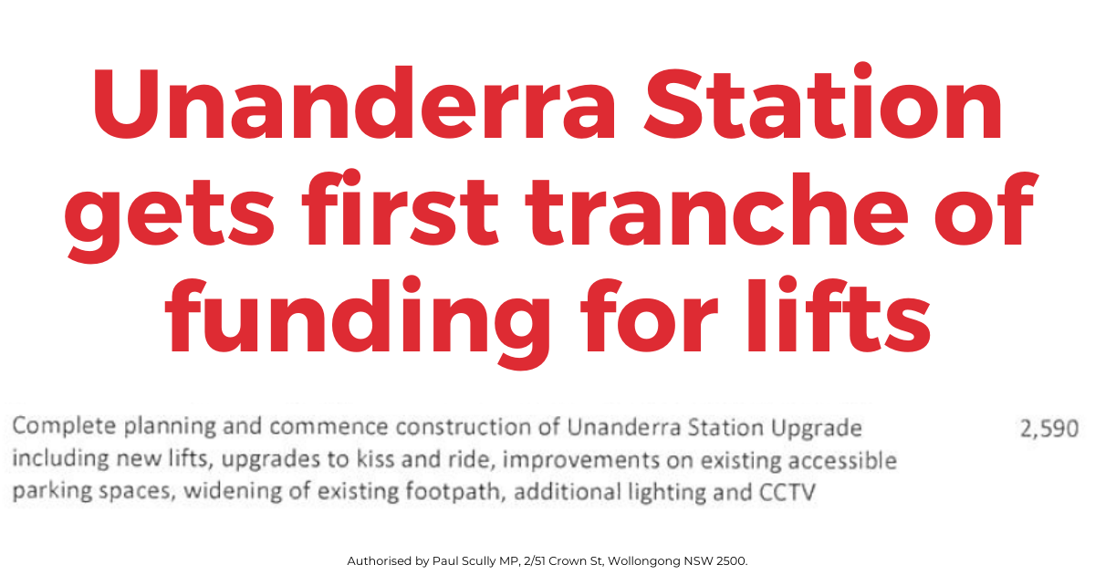 Finally some money for Unanderra Station